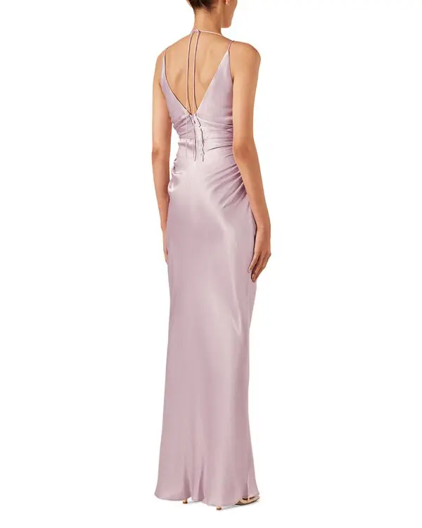 Shona Joy La Lune High Neck Ruched Gown In Lilac - 25% Off