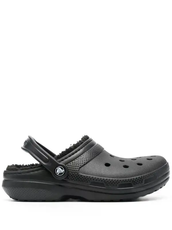CROCS Baya Fleece-lined Mules - Black