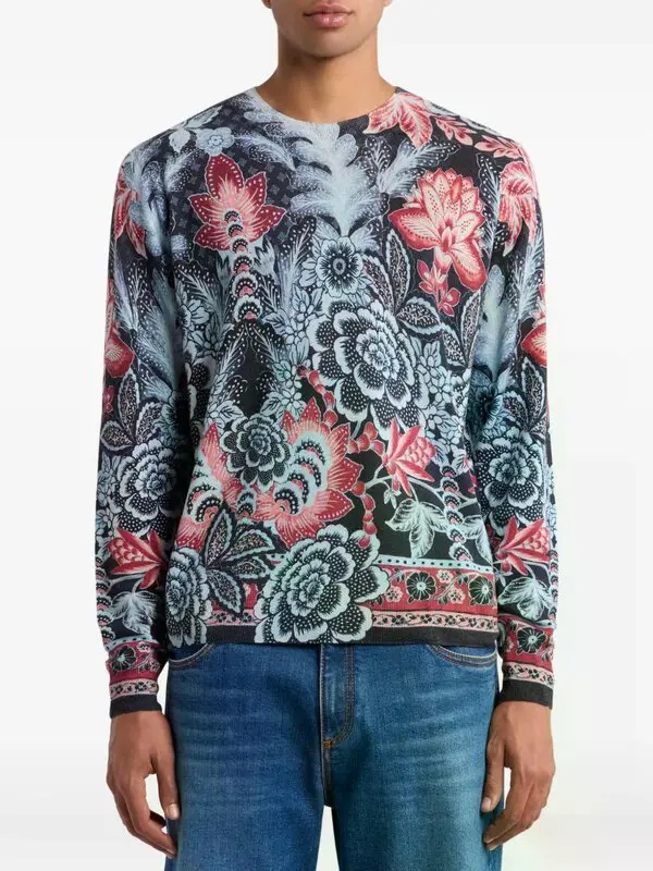 Etro Floral-print Crew-neck Sweater