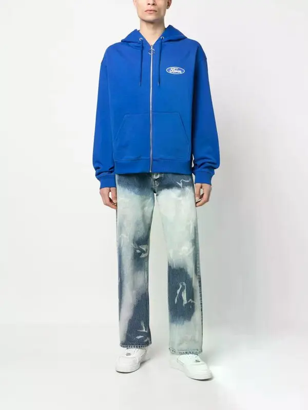 SKY HIGH FARM WORKWEAR Slogan-print Zip-up Hoodie