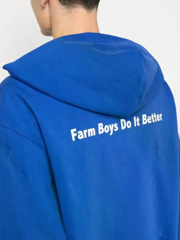 SKY HIGH FARM WORKWEAR Slogan-print Zip-up Hoodie