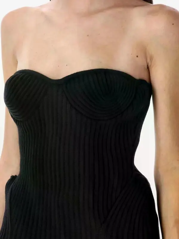 JEAN PAUL GAULTIER Ribbed-knit Bustier Top - Black