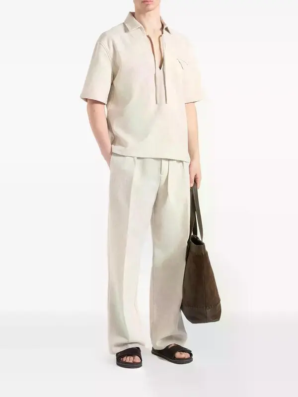 Manière De Voir Norbert Open-collar Textured Drawstring Shirt