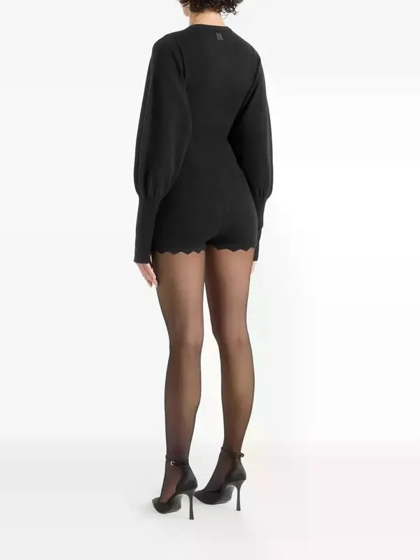 Manière De Voir Maniere De Voir Knitted Playsuit With Scallop Hem And Balloon Sleeves