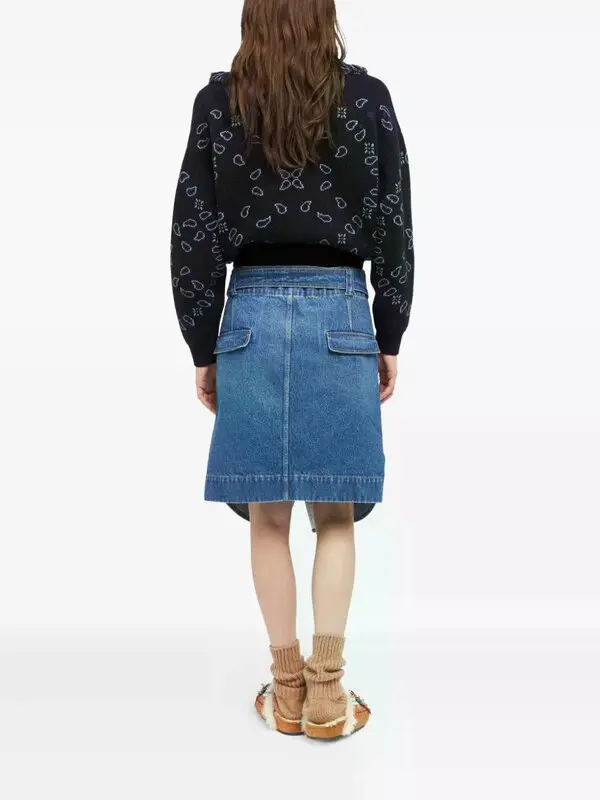 Alanui Bandana-jacquard Fringed Cardigan - Blue