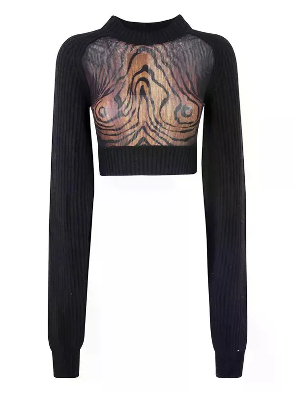 JEAN PAUL GAULTIER Wood-print Wool Top