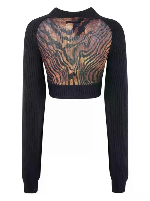 JEAN PAUL GAULTIER Wood-print Wool Top