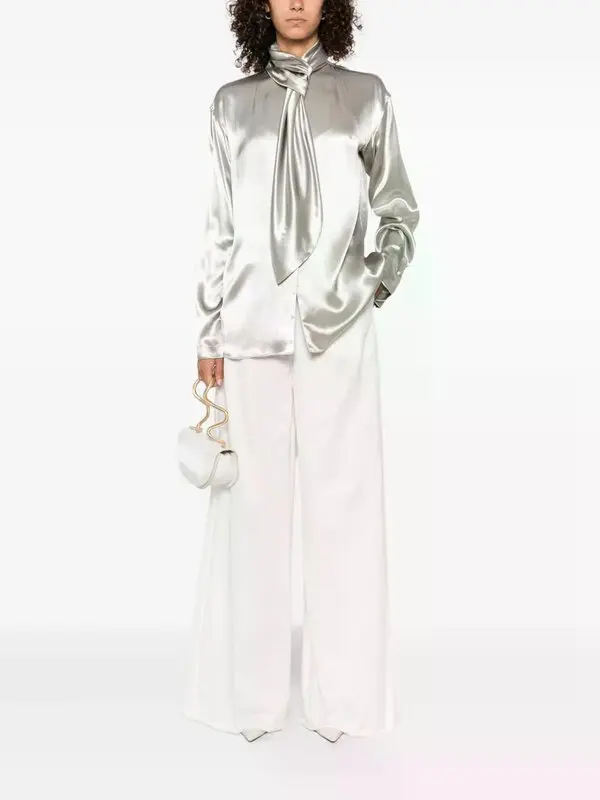 Alberta Ferretti Satin Tie-neck Shirt