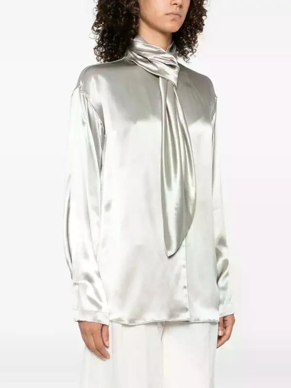 Alberta Ferretti Satin Tie-neck Shirt