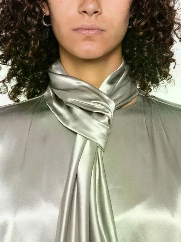 Alberta Ferretti Satin Tie-neck Shirt