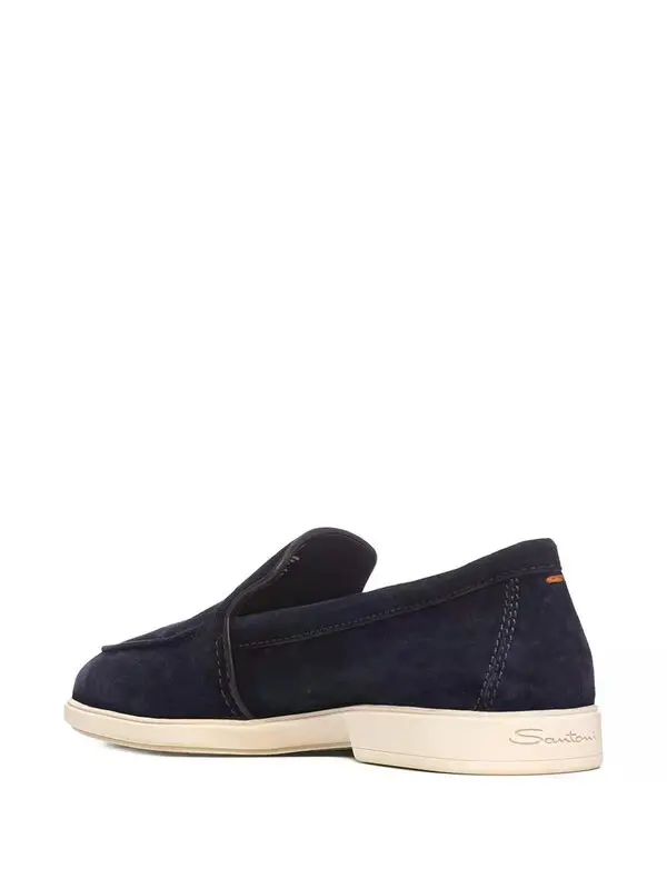 Santoni Suede Leather Loafers - Blue