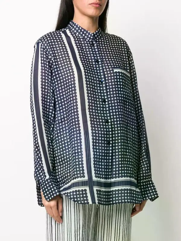 Sara Lanzi Geometric-print Long-sleeved Shirt