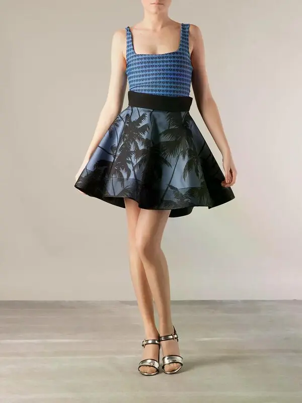 Fausto Puglisi Palm Tree Print Flared Skirt