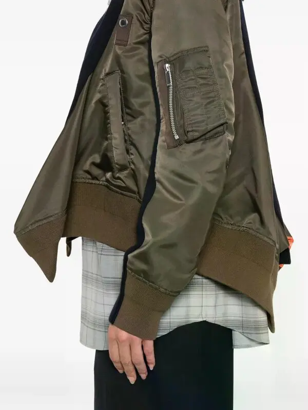Sacai Knitted-panel Bomber Jacket - Brown