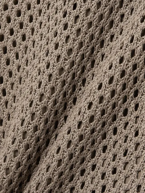 Brunello Cucinelli Belted Open-knit Cotton Midi Dress