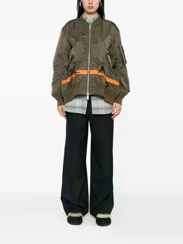 Sacai Stripe-detail Zip-up Bomber Jacket