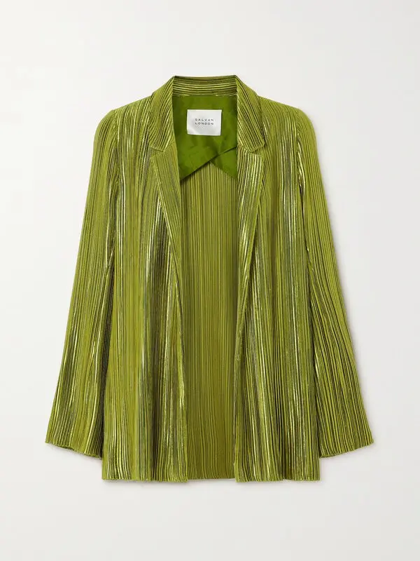 Galvan Nuage Metallic Plissé-crepe Blazer