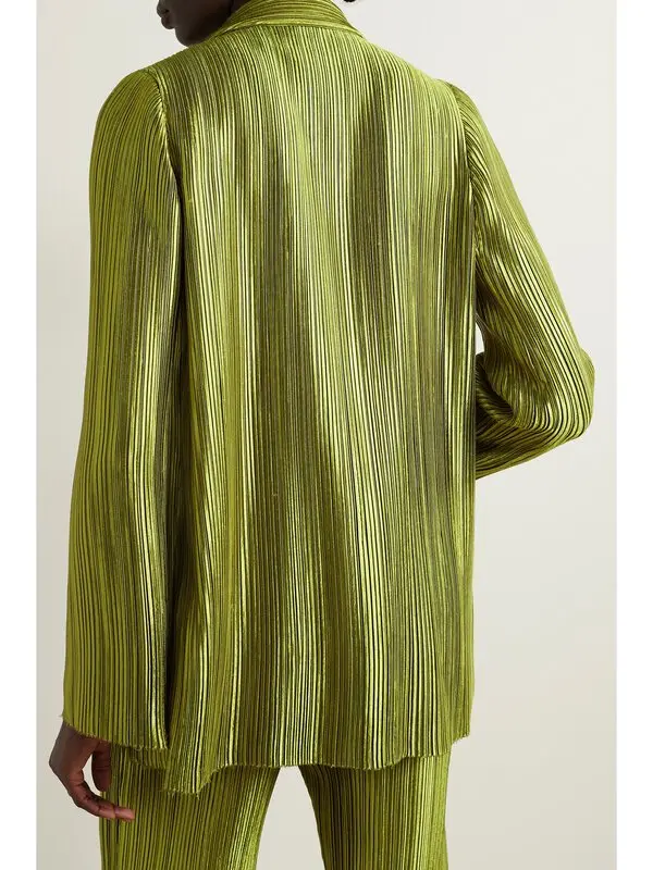 Galvan Nuage Metallic Plissé-crepe Blazer
