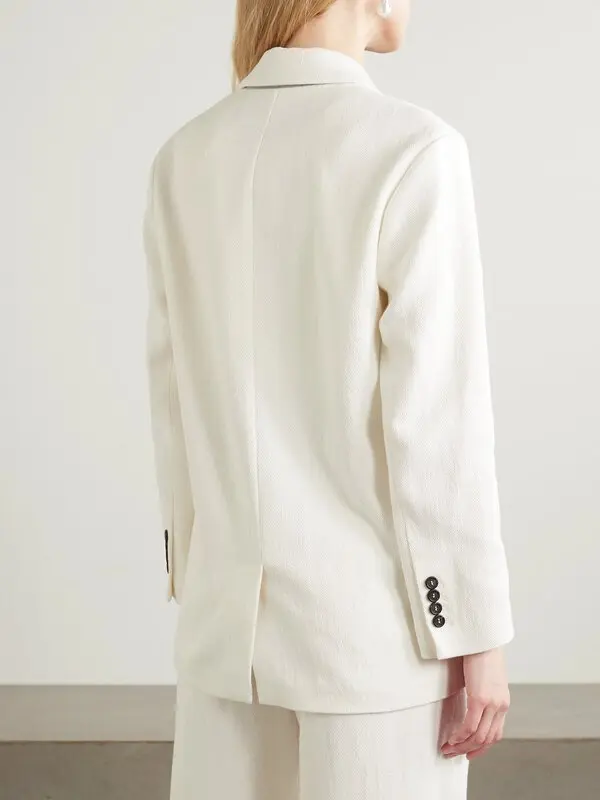 Brunello Cucinelli Single-breasted Herringbone Cotton And Linen-blend Blazer