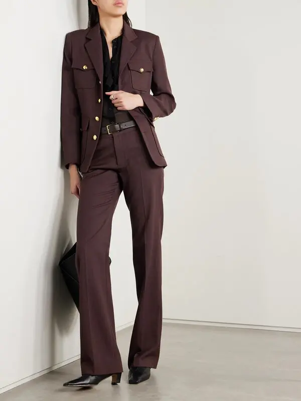 NILI LOTAN Nelson Wool-twill Jacket - Brown