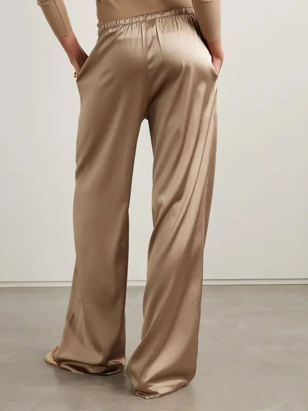 Eterne Brody Silk-blend Satin Wide-leg Pants - Brown