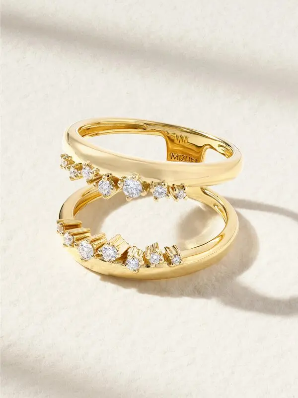 Mizuki 14-karat And Diamond Stacked Ring - Gold