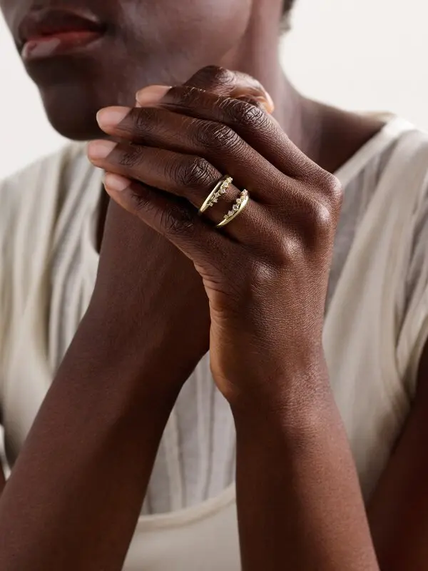 Mizuki 14-karat And Diamond Stacked Ring