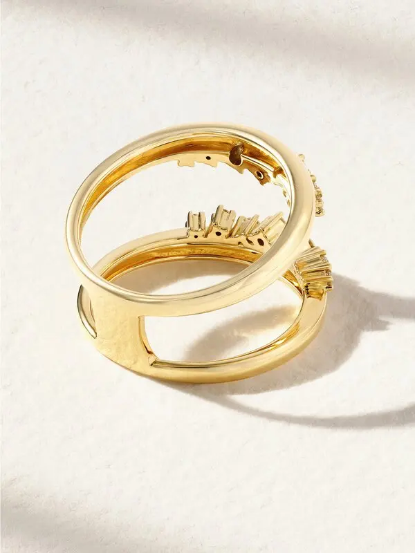 Mizuki 14-karat And Diamond Stacked Ring