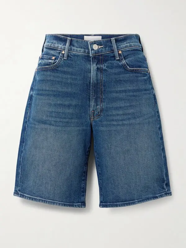 MOTHER The Undercover Bermuda Distressed Denim Shorts