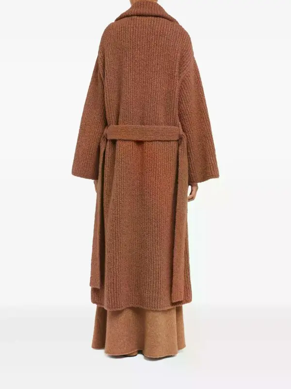 Alanui Ribbed Belted Knit Coat - Brown