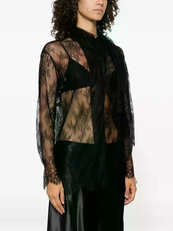 Alberta Ferretti Lace High-neck Shirt