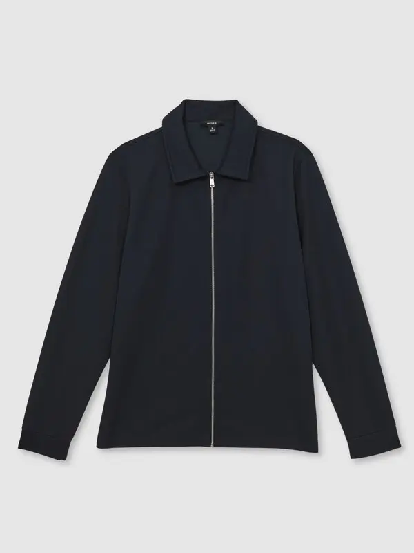 REISS Bailey Textured Zip Through Overshirt