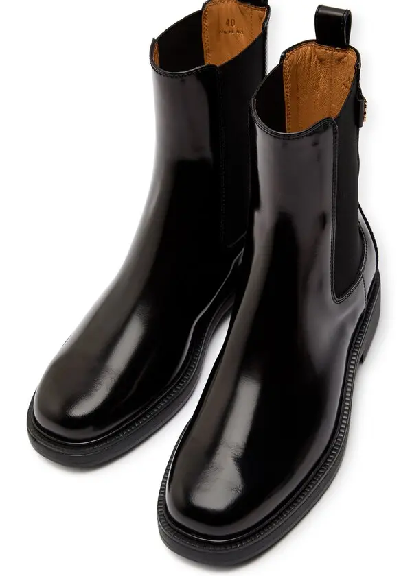 TOD'S Patent Leather Chelsea Boots - Black