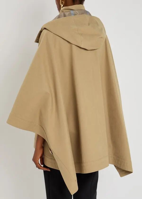 Max Mara Hooded Twill Cape Coat