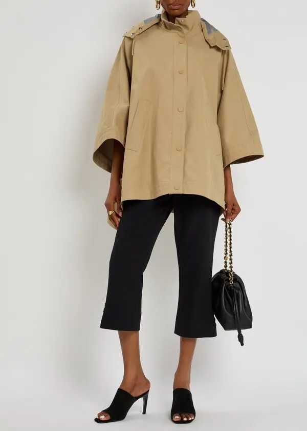 Max Mara Hooded Twill Cape Coat