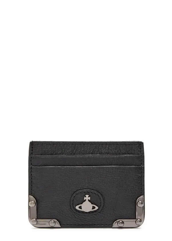 VIVIENNE WESTWOOD Orb Grained Leather Card Holder - Black
