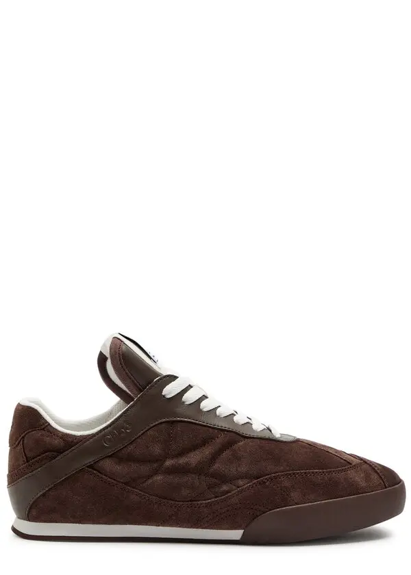 Chloé Kick Quilted Suede Sneakers - Brown