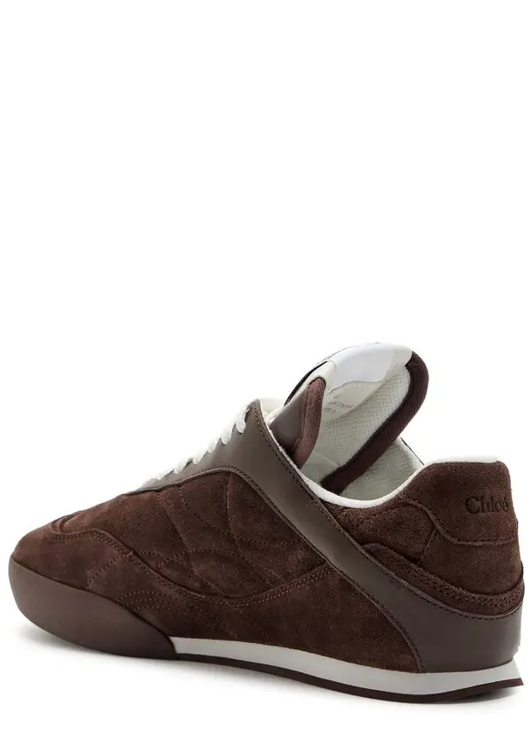 Chloé Kick Quilted Suede Sneakers - Brown