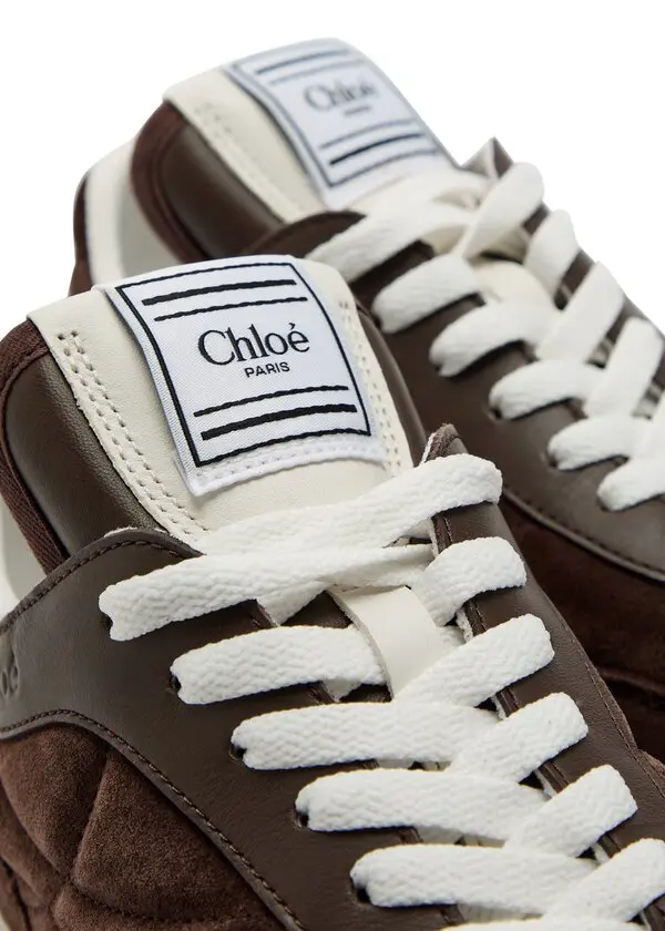 Chloé Kick Quilted Suede Sneakers - Brown