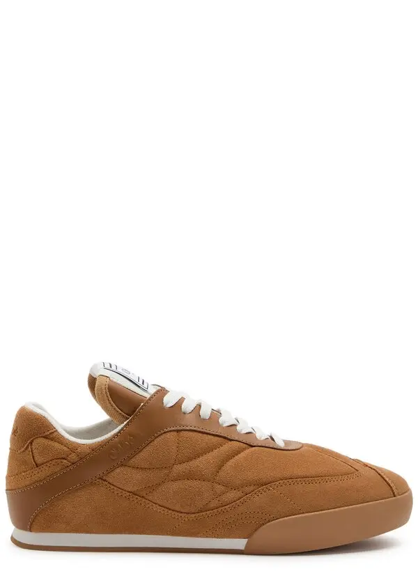 Chloé Kick Quilted Suede Sneakers - Tan