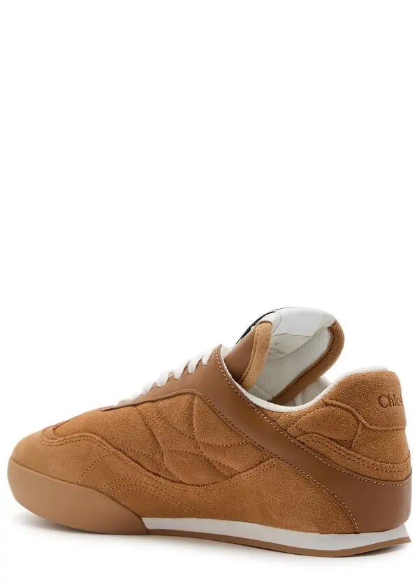 Chloé Kick Quilted Suede Sneakers - Tan