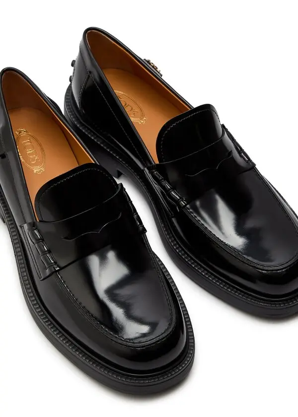 TOD'S Gomma Patent Leather Loafers - Black