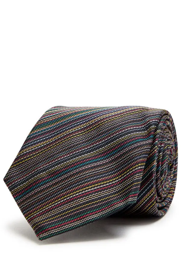 Paul Smith Signature Stripe Embroidered Tie - Multicoloured
