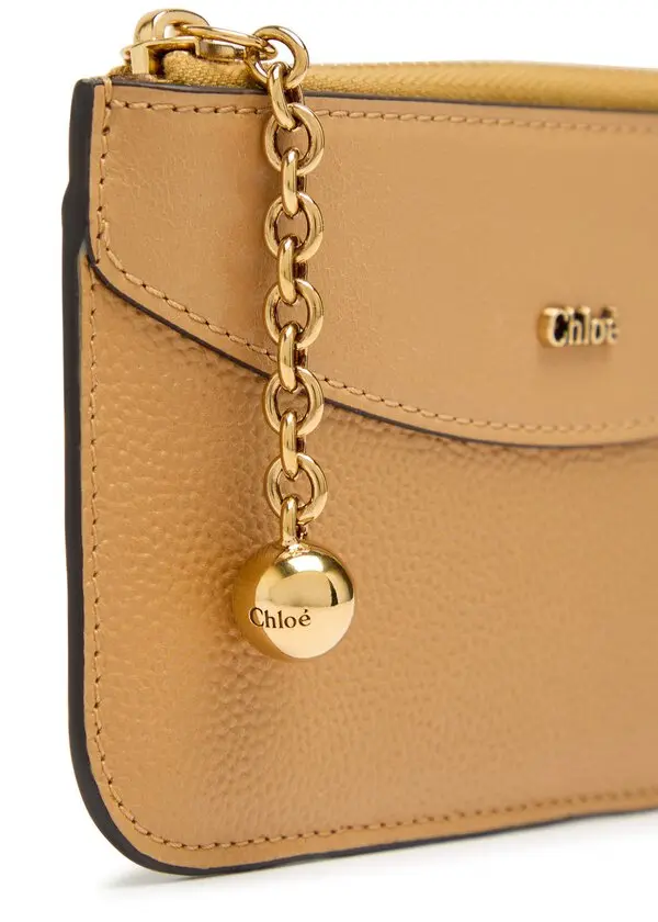 Chloé Charm-embellished Pebbled Leather Wallet