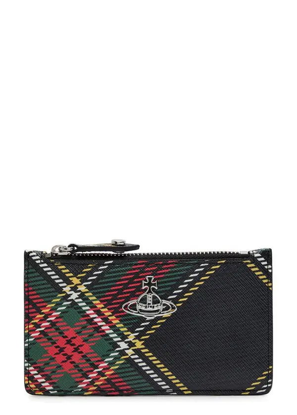 VIVIENNE WESTWOOD Tartan-print Leather Card Holder - Multicoloured