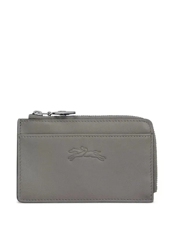 Longchamp Le Pliage Textured Leather Cardholder - Grey
