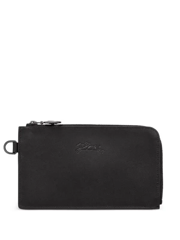 Longchamp Le Pliage Zippered Leather Wallet - Black