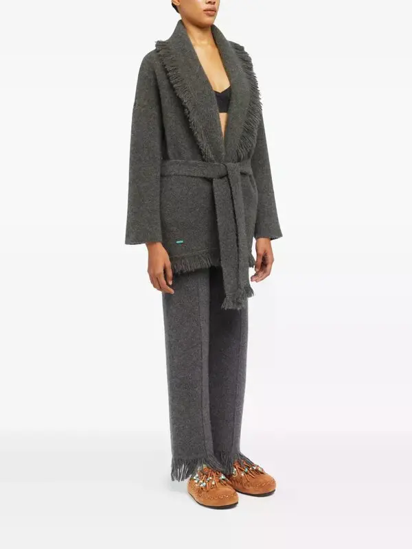 Alanui Fringed Shawl-collar Cardigan - Grey