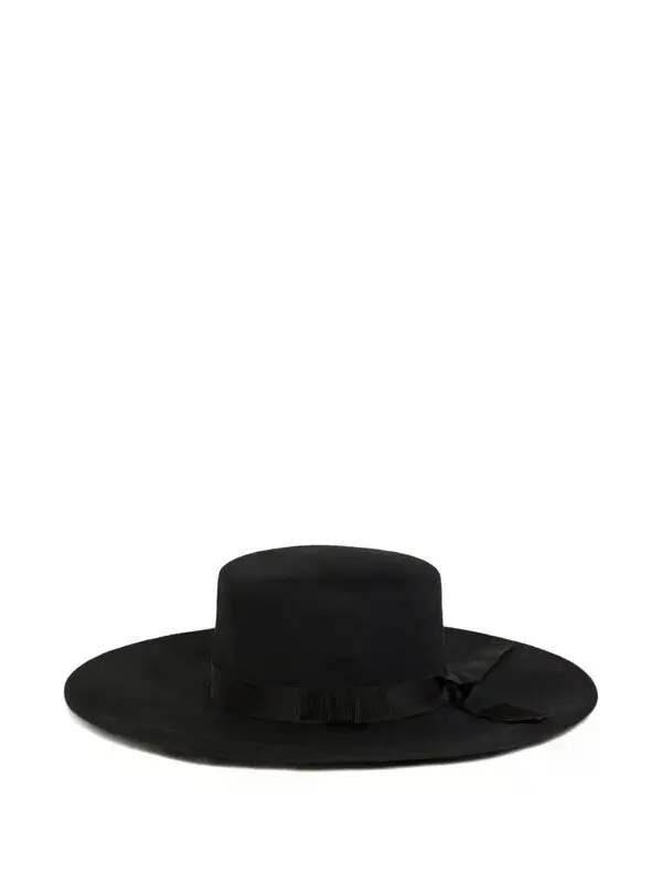 Alanui Gaucho Wool Hat With Ribbon-bow - Black