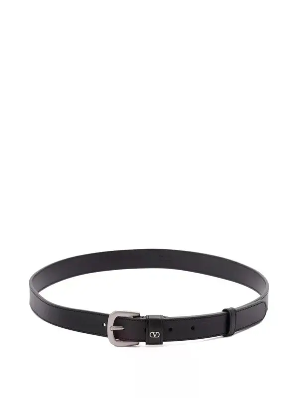 Valentino Garavani Logo-plaque Leather Belt - Black